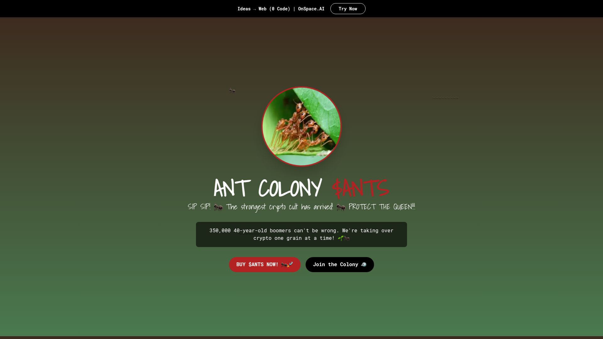 ANT COLONY ($ANTS) - The Official Ant-Themed Meme Coin!