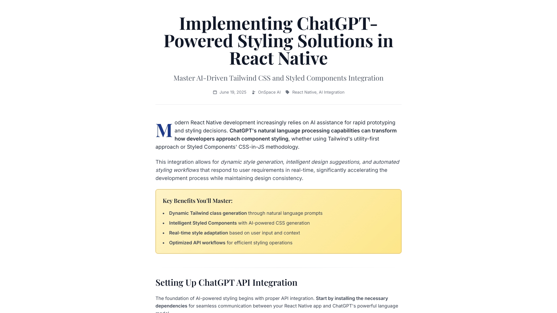 ChatGPT-Powered React Native Styling: AI Integration Guide