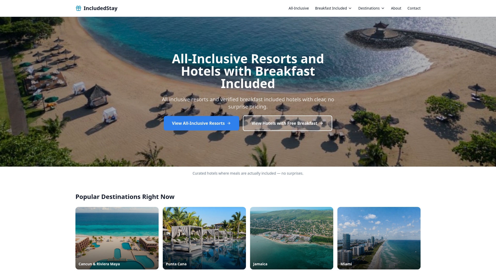 IncludedStay | All-Inclusive Resorts and Hotels with Breakfast Included